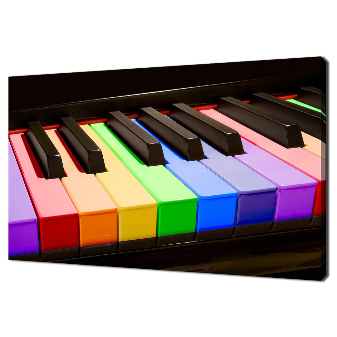 Rainbow Colourful Piano Keys Music Modern Design Home Decor Canvas ...