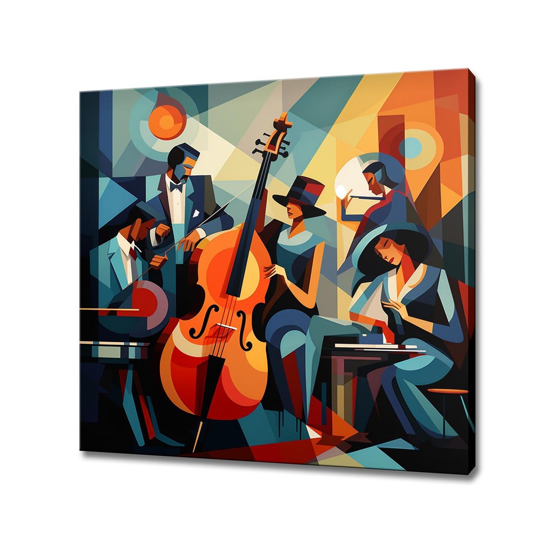 Music Jazz Band Abstract Cubism Colourful Canvas Print Wall Art, Music ...