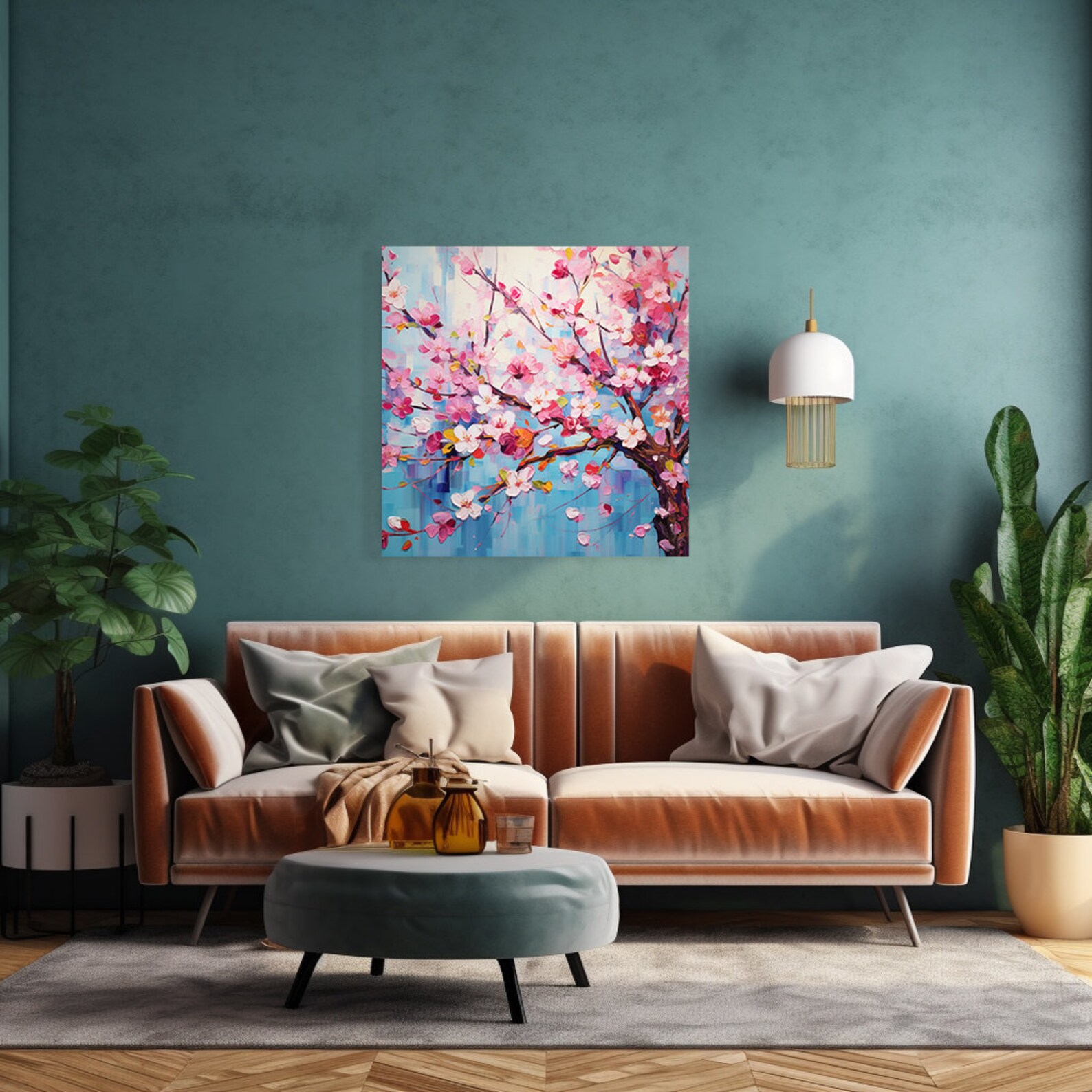 Cherry Blossom Flowers Tree Brunch, Oil Painting Style Canvas Print ...