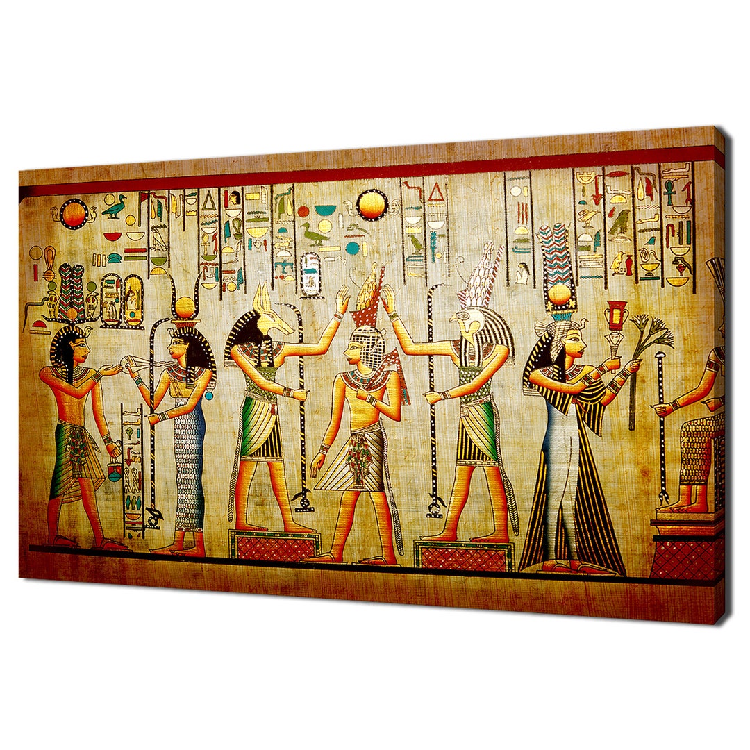 Egyptian Papyrus Hieroglyphs Modern Design Home Decor Canvas Print Wall ...