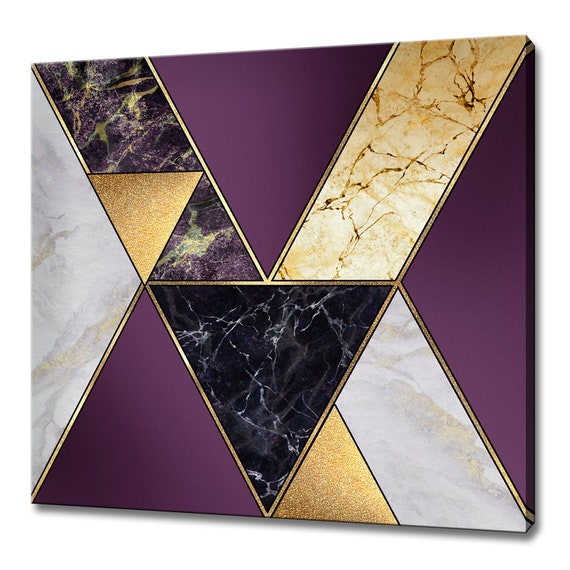 Purple Gold Marble Design Geometric Minimalism Modern Design | Etsy