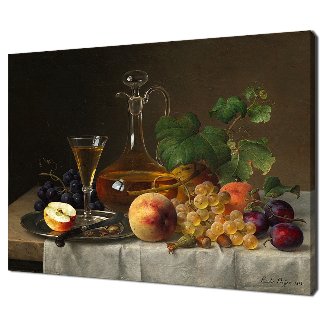 Still Life With Fruit 1873, Vintage Victorian Oil Painting of Fruits ...