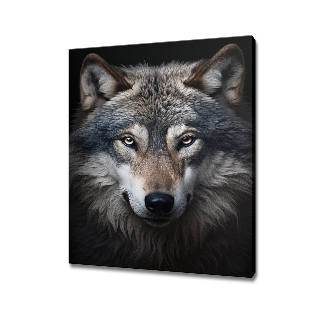 Grey Wolf Portrait Animal Canvas Print, Gift for Wolf Lover, Wolf Home ...