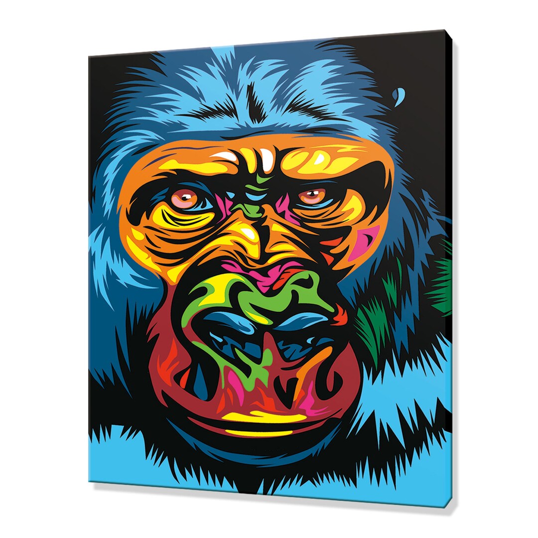 Colourful Ape Gorilla Abstract Modern Design Pet Home Decor Canvas ...