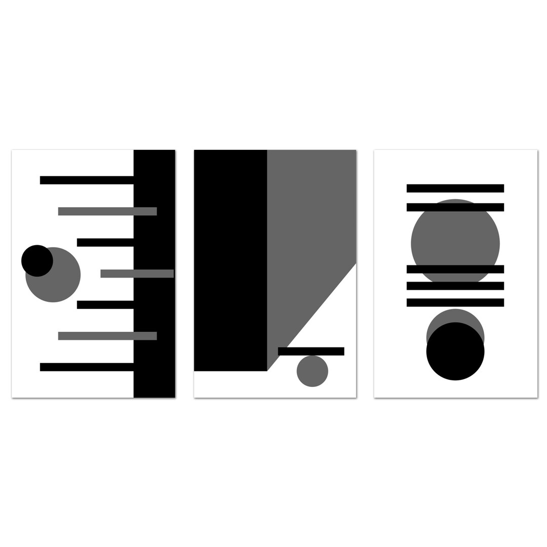 Abstrakte Wand Kunst Drucke, Abstrakte Geometrische Muster Kunst, Weiß Schwarz Set Von 3 Panels ...