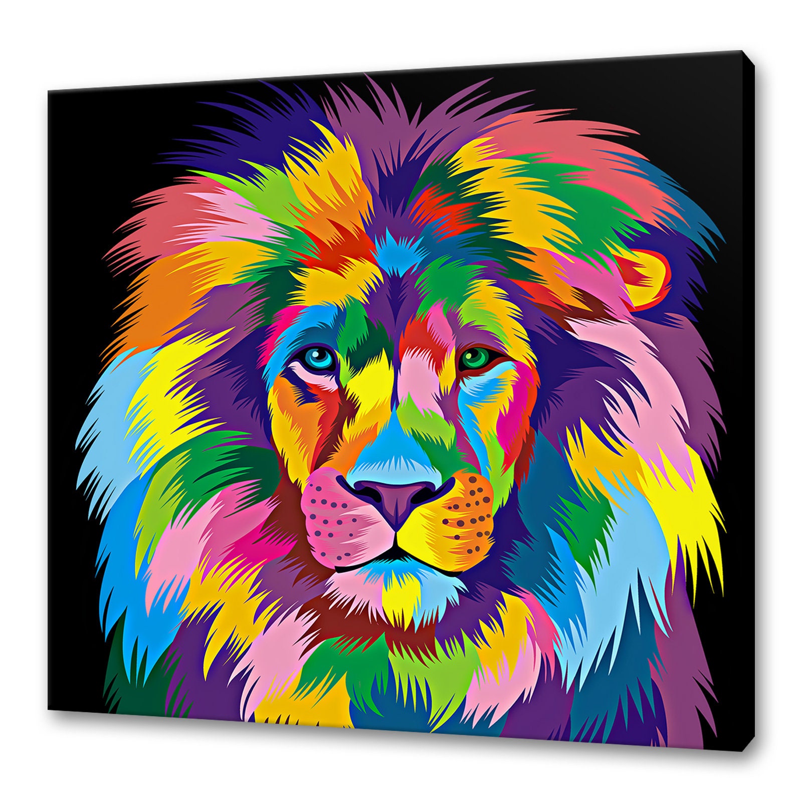 Colourful Abstract Lion Animal Modern Design Home Decor Canvas Print ...