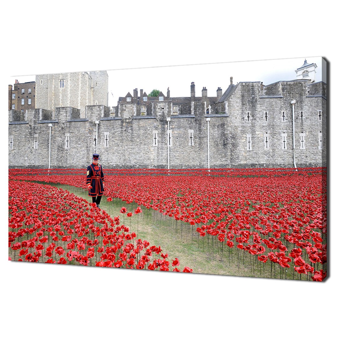 Iconic Tower Bridge London Red Poppy Flowers Modern Design Home Decor ...