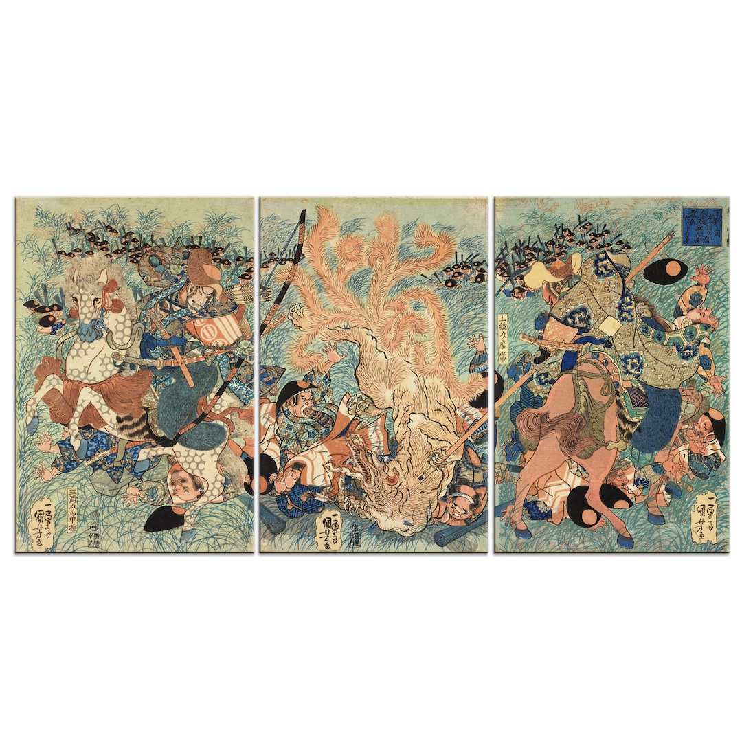 The Nine Tailed Fox Slain on Nasu Moor, Shimotsuke, 1834 Utagawa ...