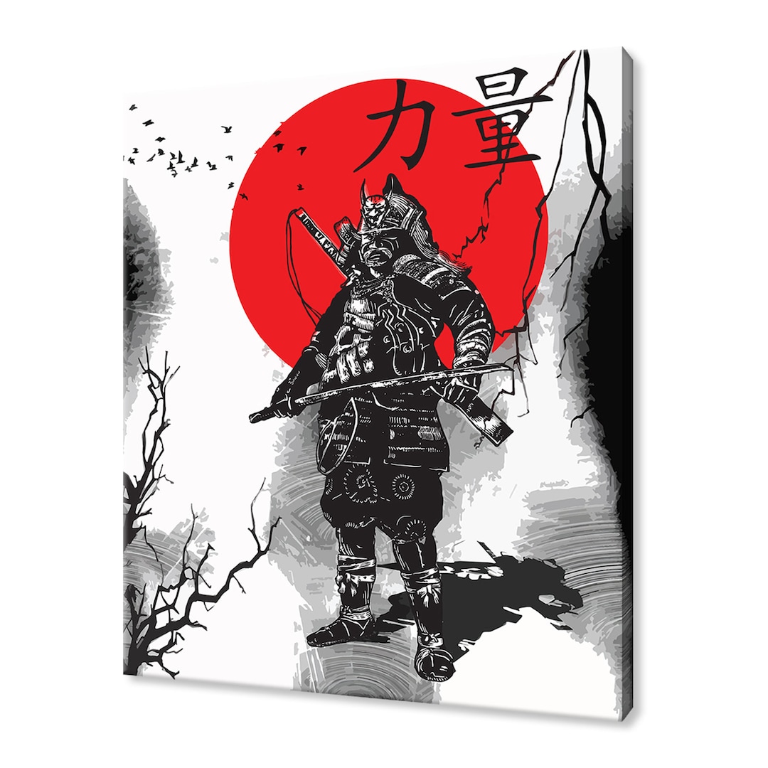 Japanese Warrior Samurai Modern Design Home Decor Canvas Print Wall Art ...