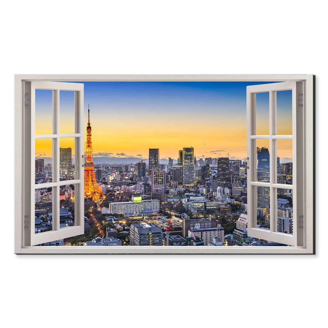 Japan Tokyo Cityscape Sunset Window View, Window Frame Style Modern ...