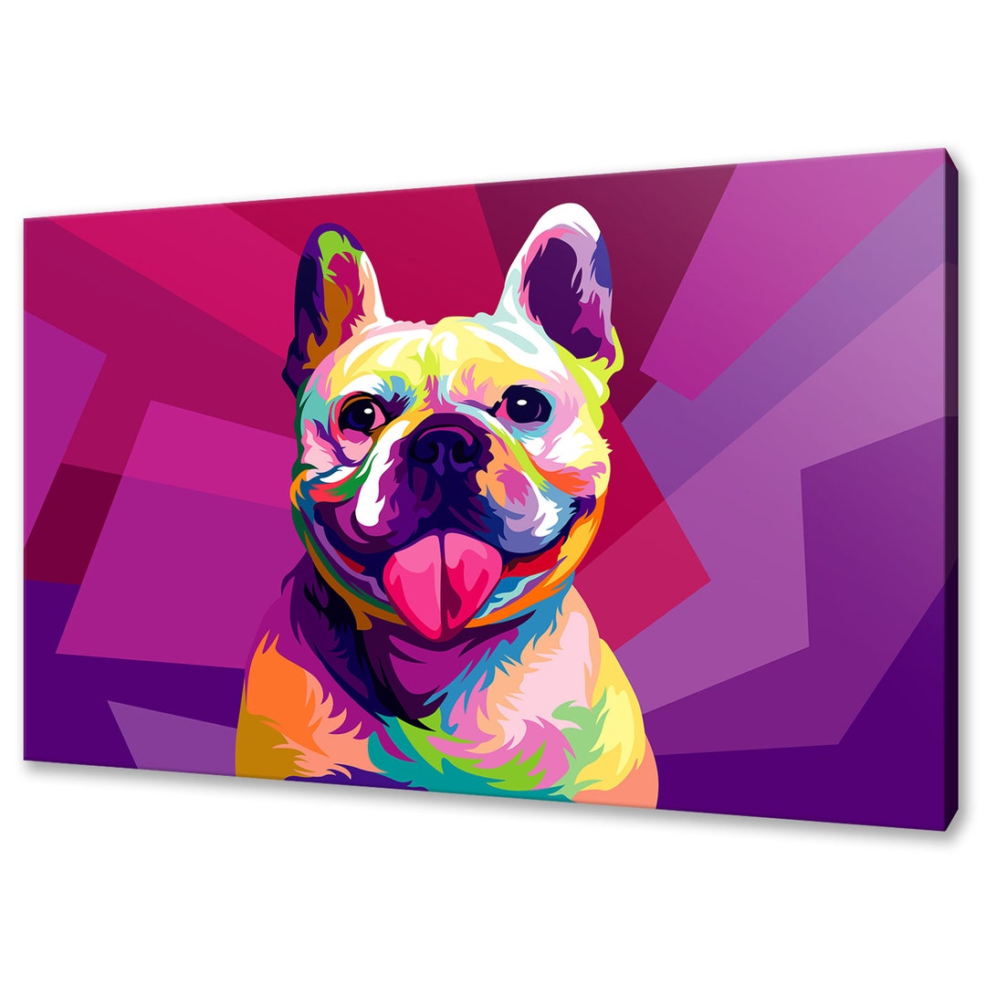 Pug Dog Colourful Abstract Modern Design Home Decor Animal Pet Canvas ...