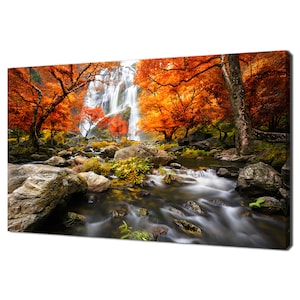 Beautiful Waterfall in the Autumn Modern Landscape Design Home Decor ...