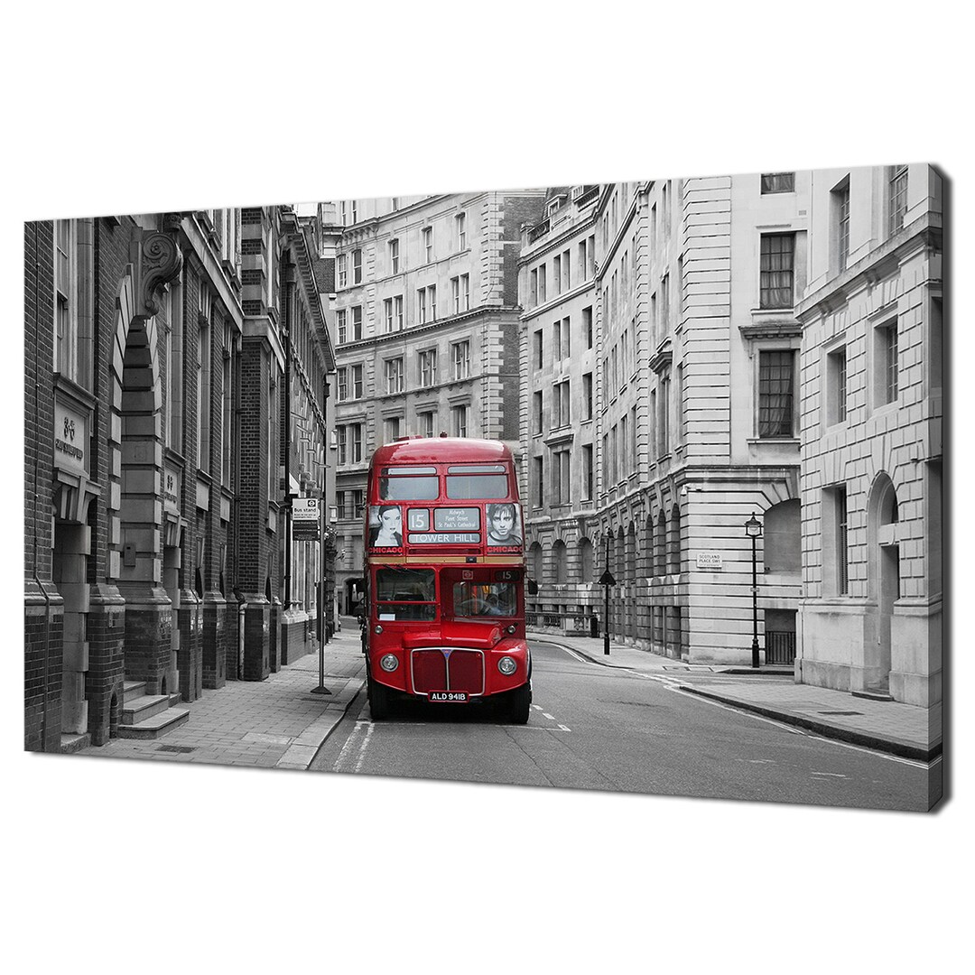 Iconic Red Bus on London Street Modern Design Home Decor Canvas Print ...