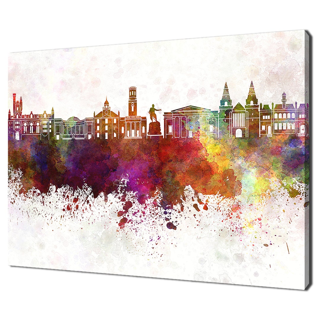 Aberdeen Colourful Skyline Watercolour Painting Modern Design Home ...