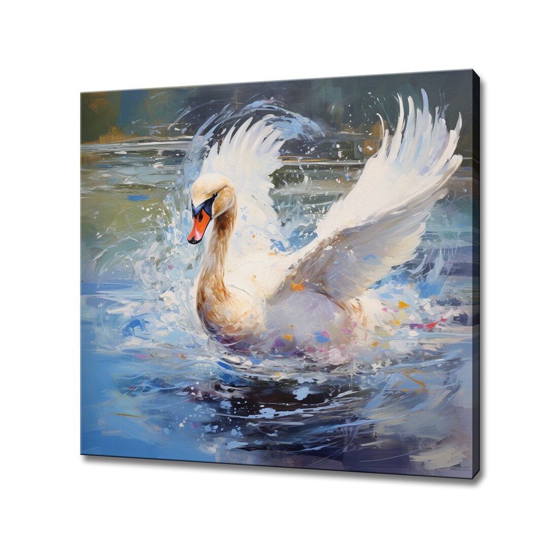 Beautiful Swan Bird Canvas Print, Gift for Swan Bird Lover, Colourful ...