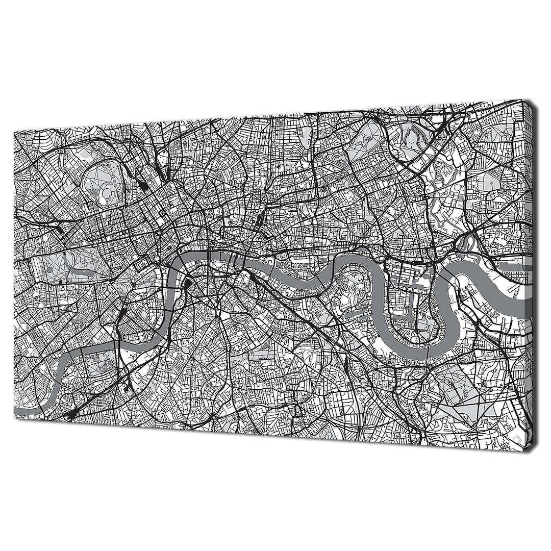 Urban City Map of London Modern Design Home Decor Canvas Print Wall Art ...
