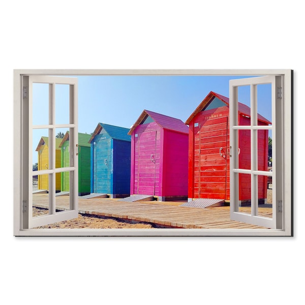 Beach Huts Canvas - Etsy