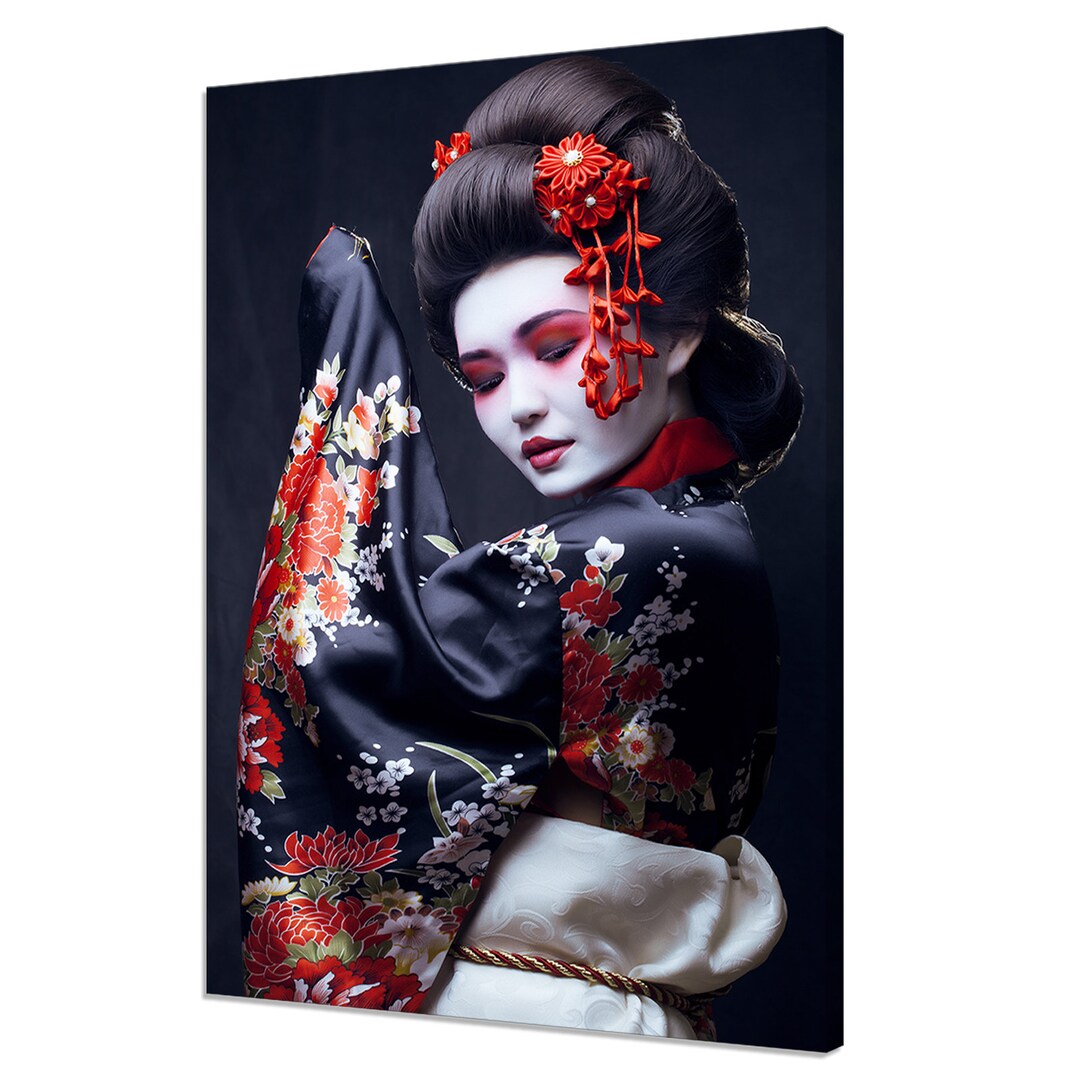 Pretty Geisha in Kimono With Sakura Flowers Modern Design Home Decor ...