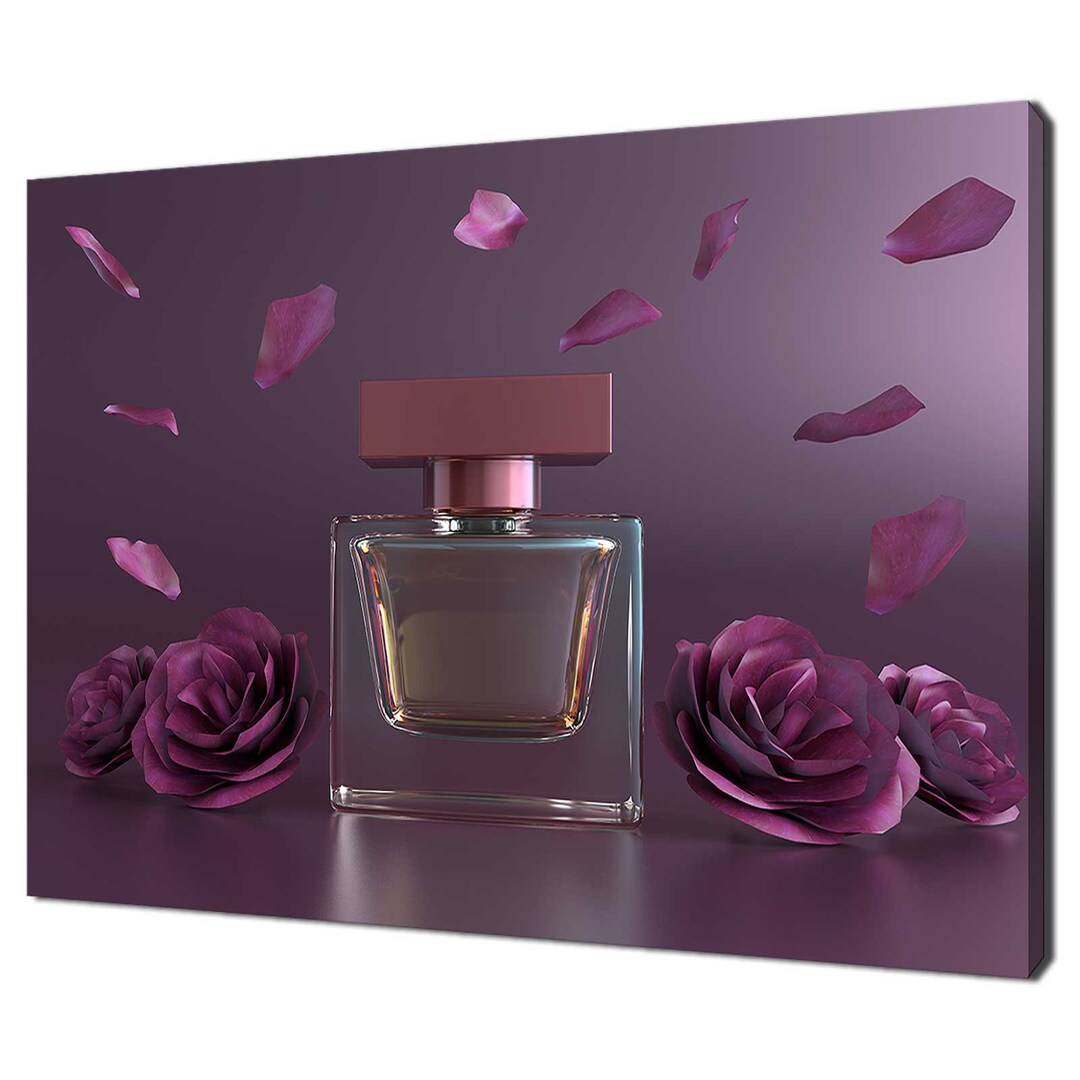 Perfume Bottle Purple Roses Flowers Petals Modern Decor Canvas Print ...