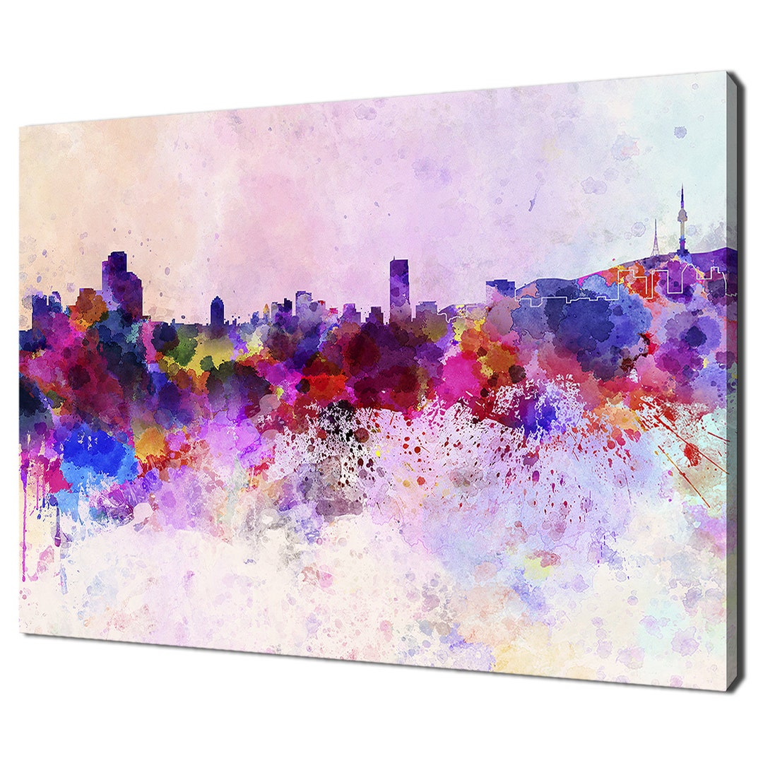 Seoul Skyline Bunte Aquarell Malerei Modernes Design Wohnkultur Leinwand Druck Wand Kunst Bild ...
