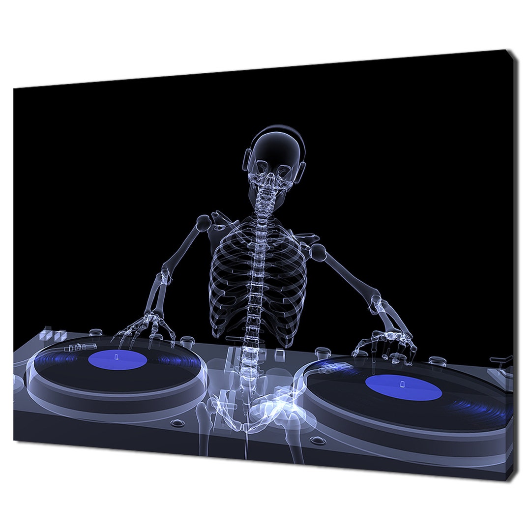 Skeleton X-ray DJ Music Decks Modern Design Home Decor Canvas Print ...