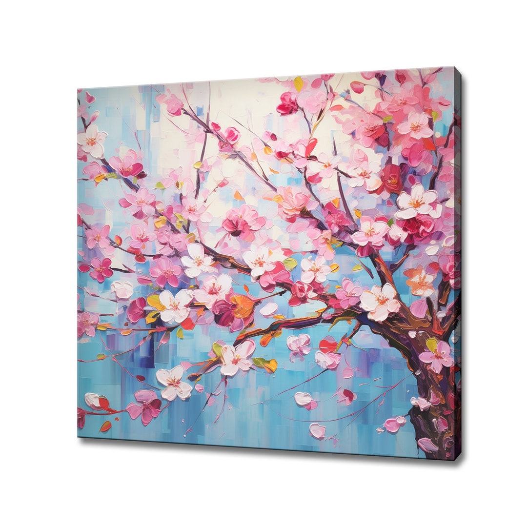 Cherry Blossom Flowers Tree Brunch, Oil Painting Style Canvas Print ...