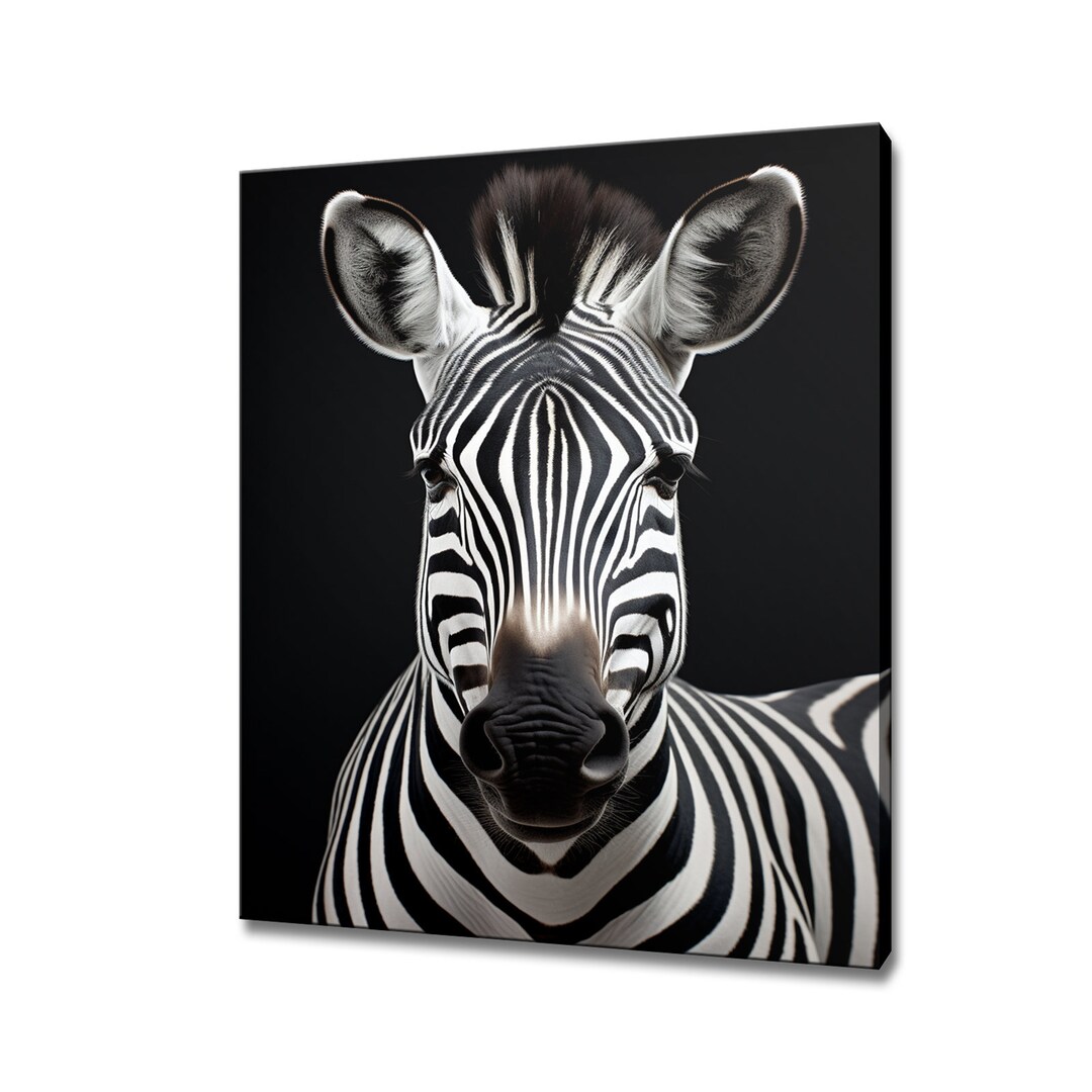 Zebra Portrait Animal Canvas Print, Gift for Zebra Lover, Zebra Home ...