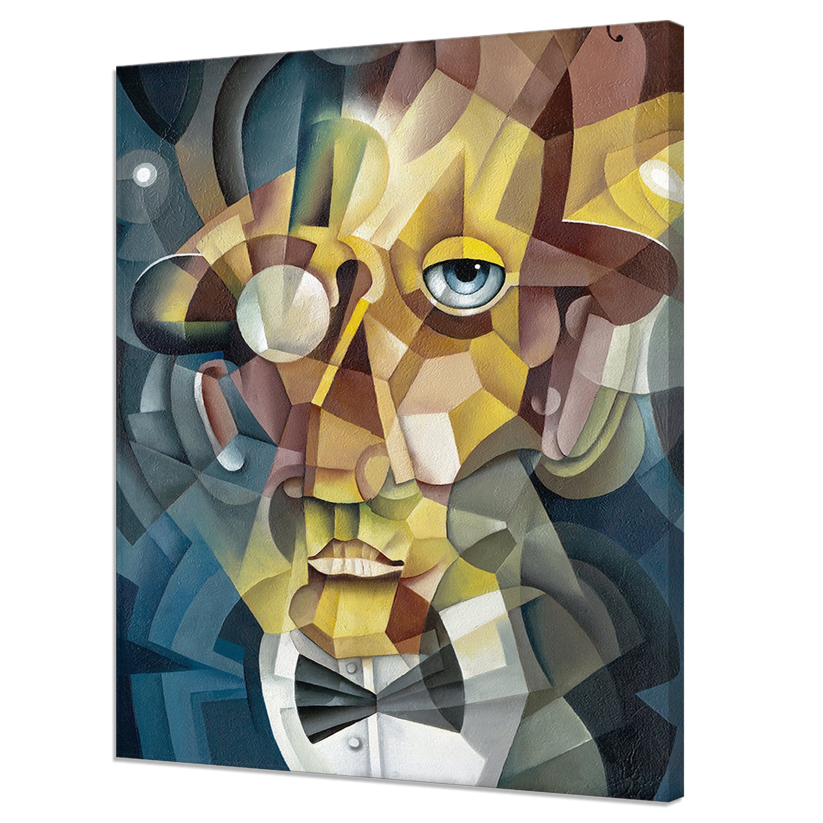 Cubism Style Man Face Modern Design Home Decor Canvas Print | Etsy
