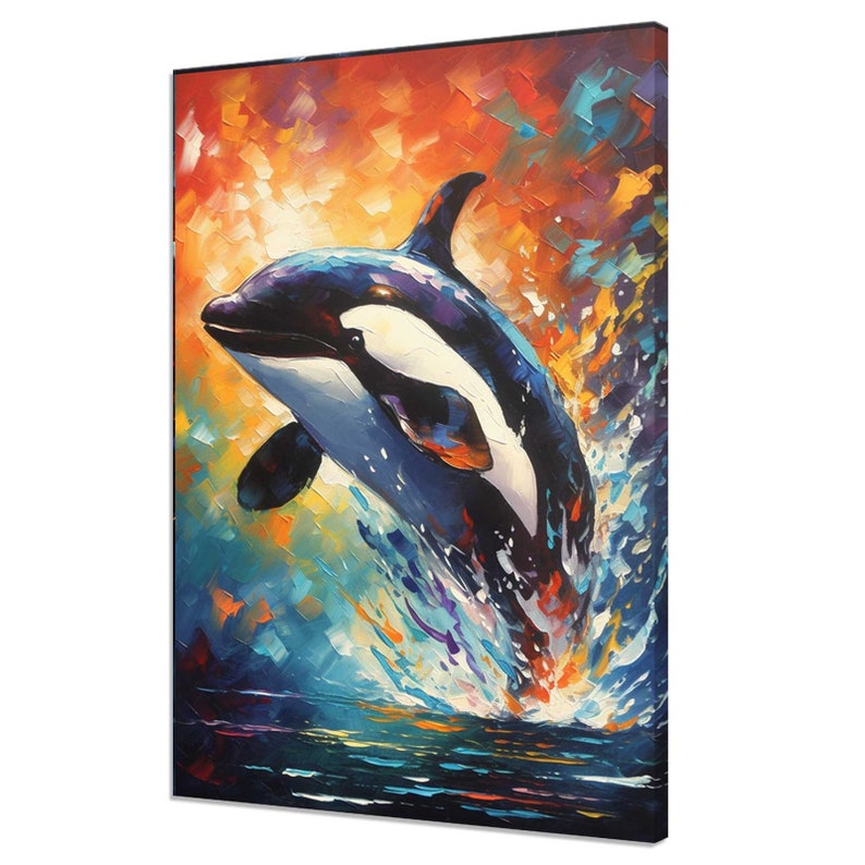 Beautiful Colourful Orca Jumping Out of the Water Animal Modern ...