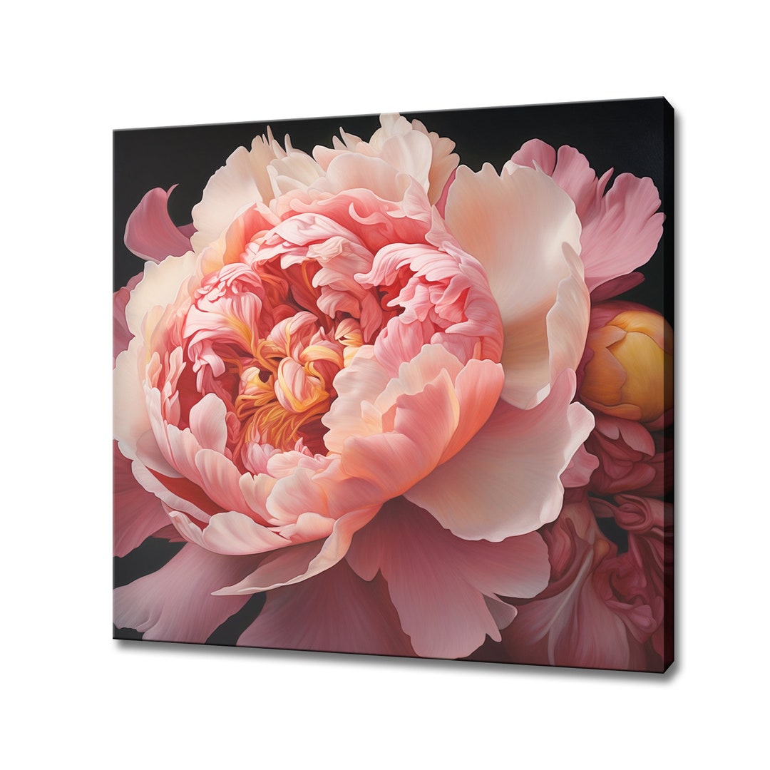 Peony Flower Close up Canvas Print Wall Art, Modern Floral Design Home ...