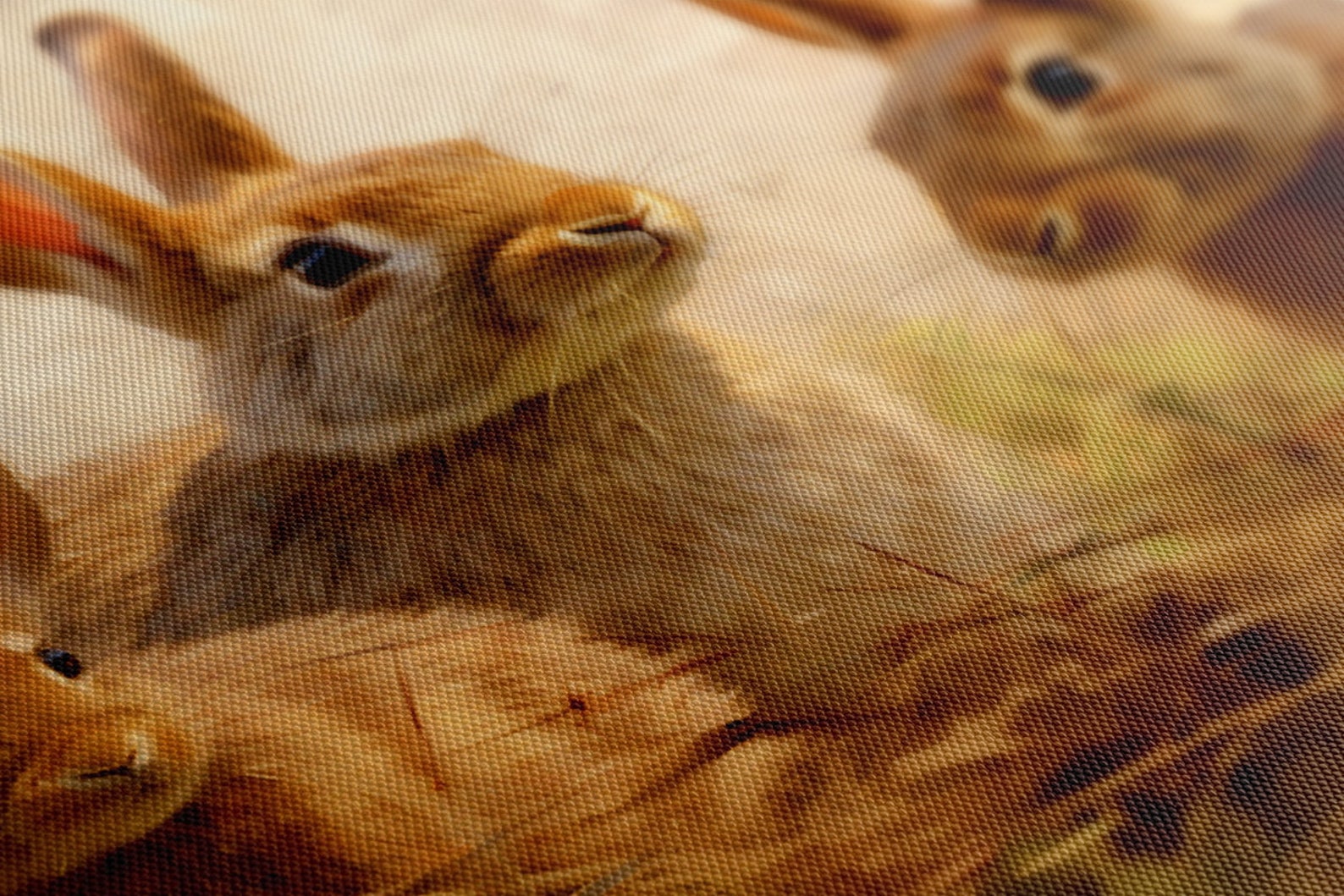 Rabbits Family Vintage Painting Style Canvas Print, Farmhouse Decor Art ...