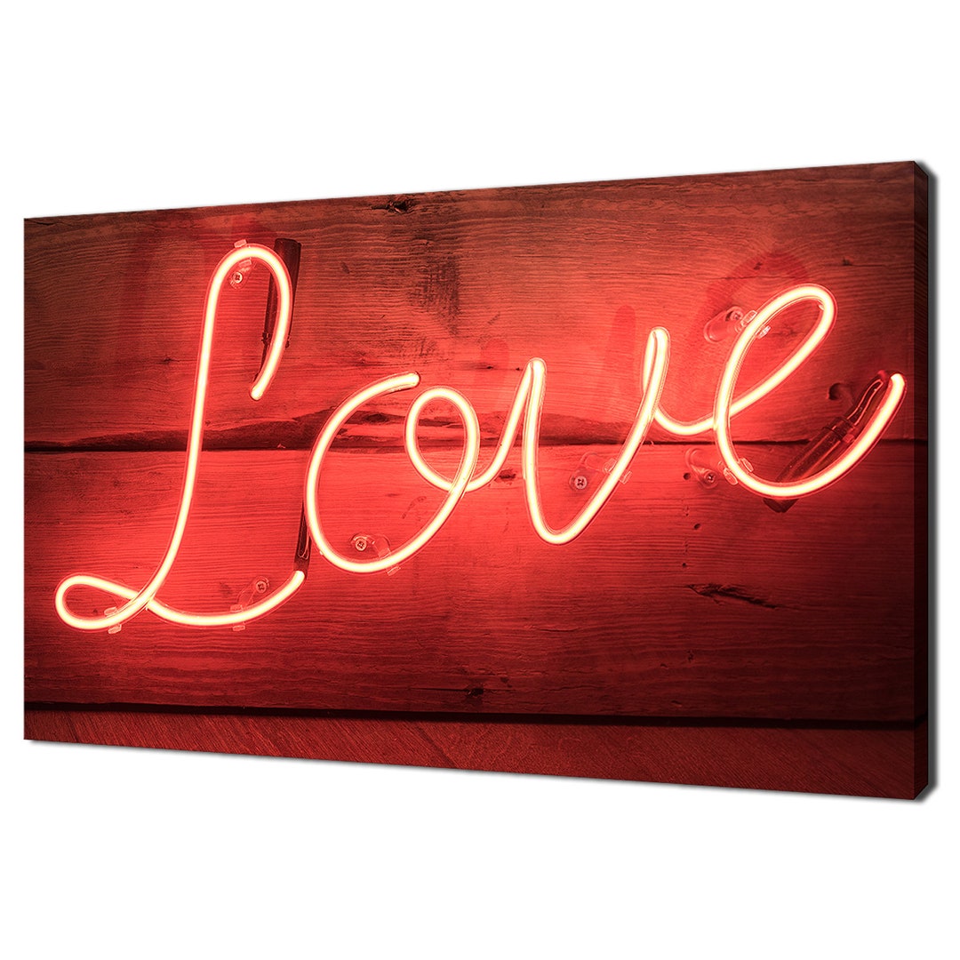 Red Love Neon Light Sign Modern Design Decor Canvas Print Wall Art ...