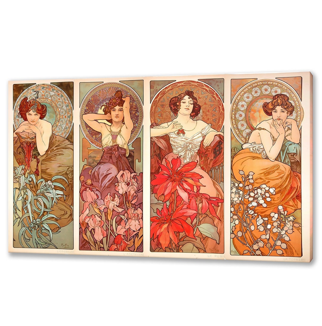 Alphonse Mucha the Precious Stones Series Art Nouveau Reproduction ...