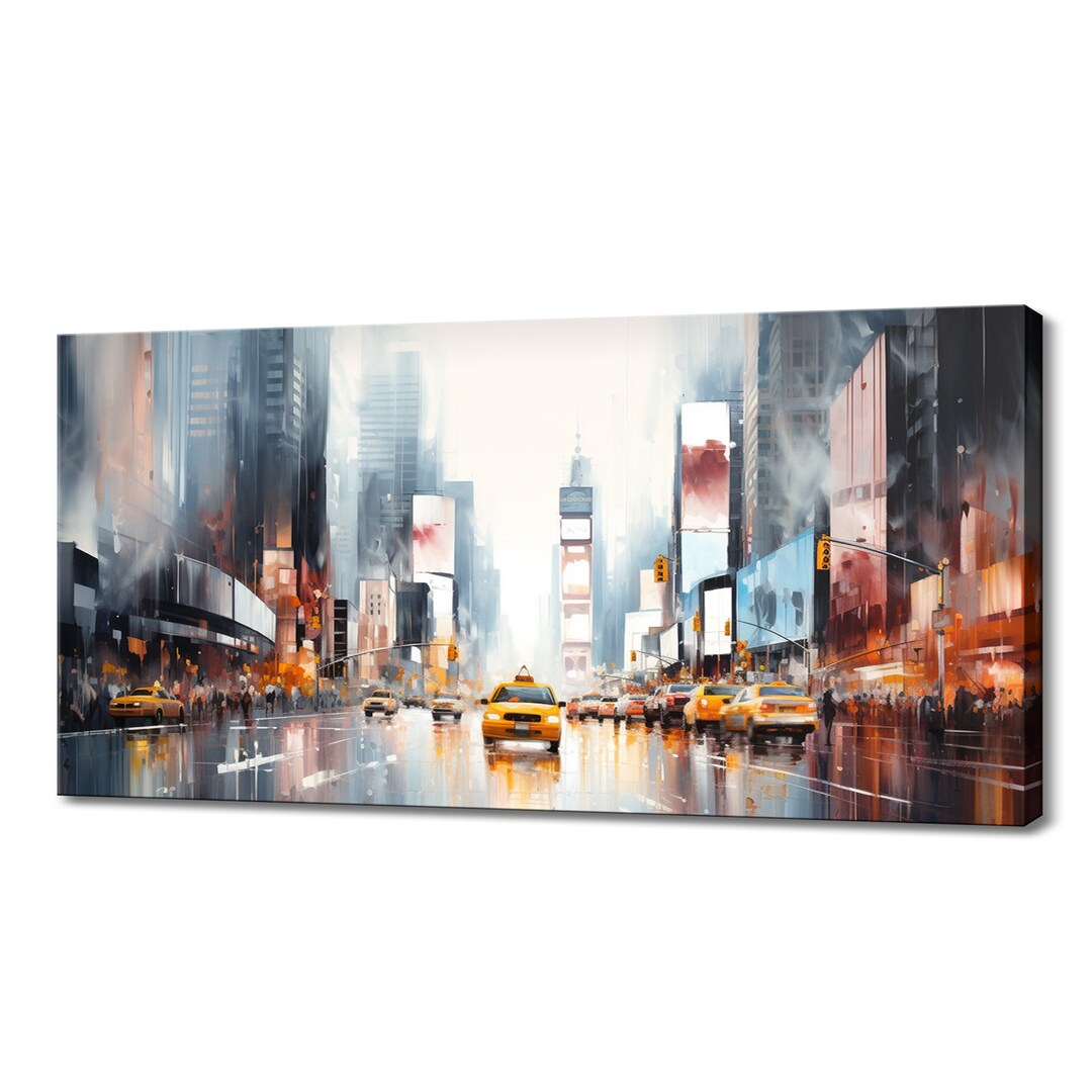 Times Square New York Colourful Canvas Print, Skyline Landmarks ...
