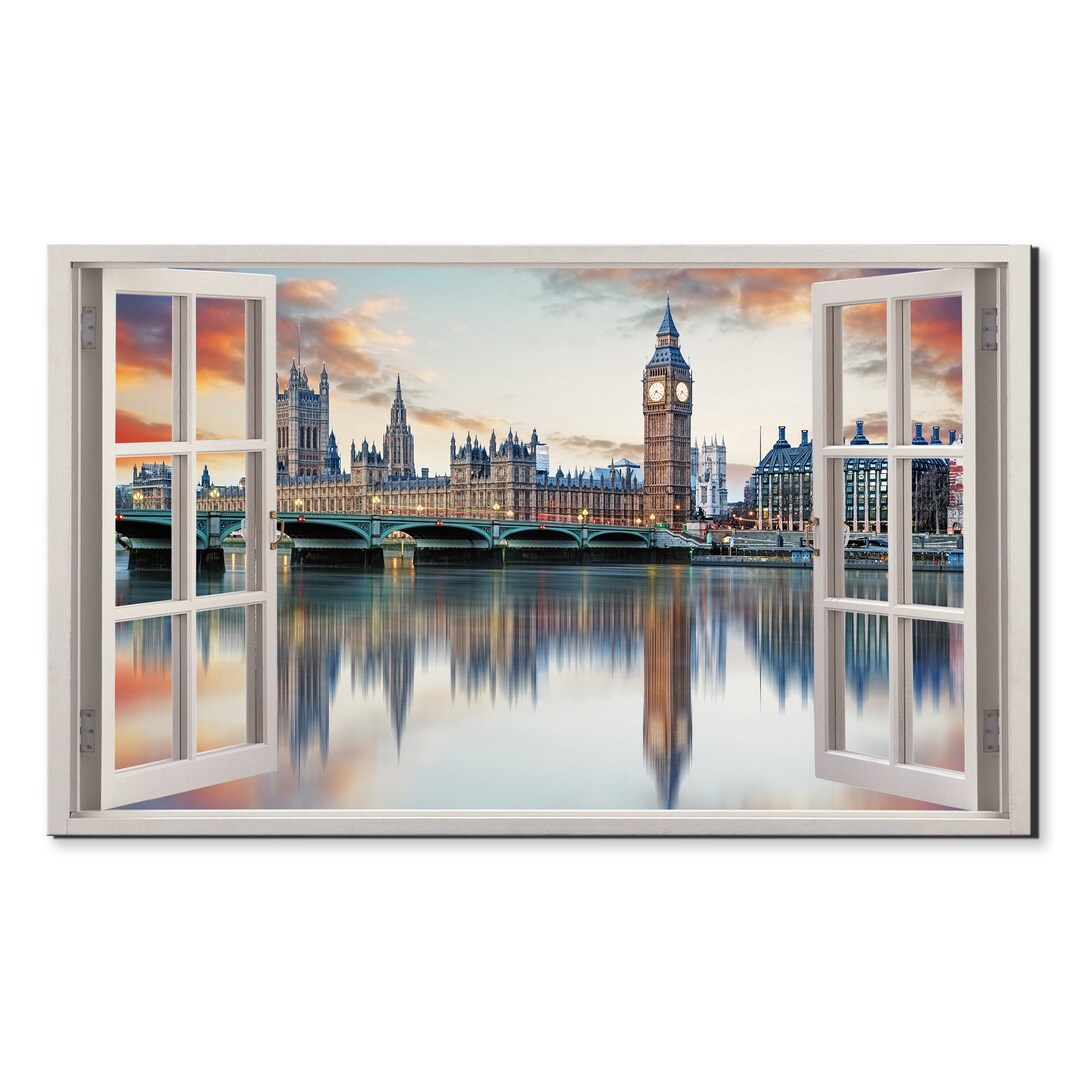 London Big Ben Parliament Window View, Window Frame Style Modern Design ...