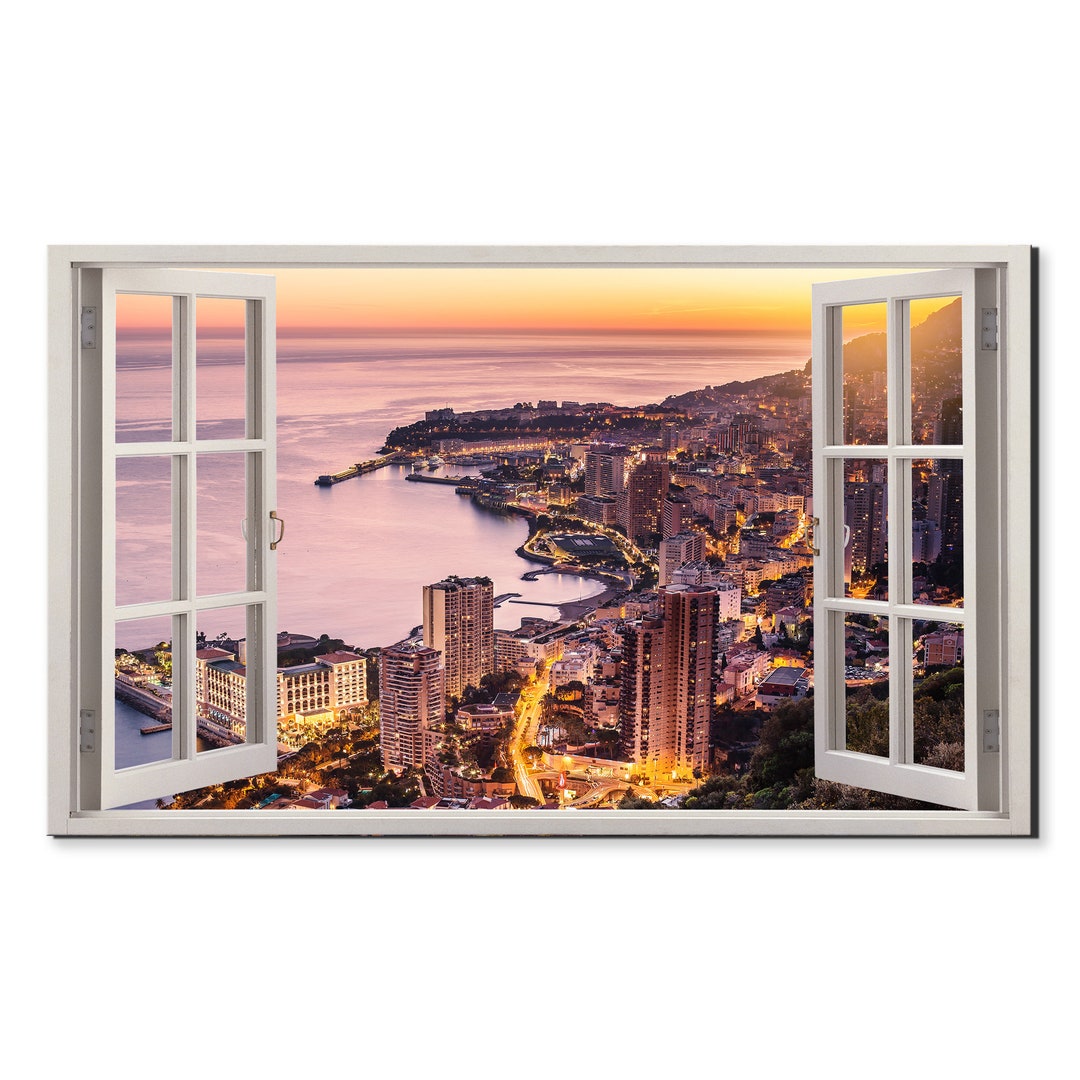 Aerial View of Monaco, Monte Carlo Window View, Window Frame Style ...