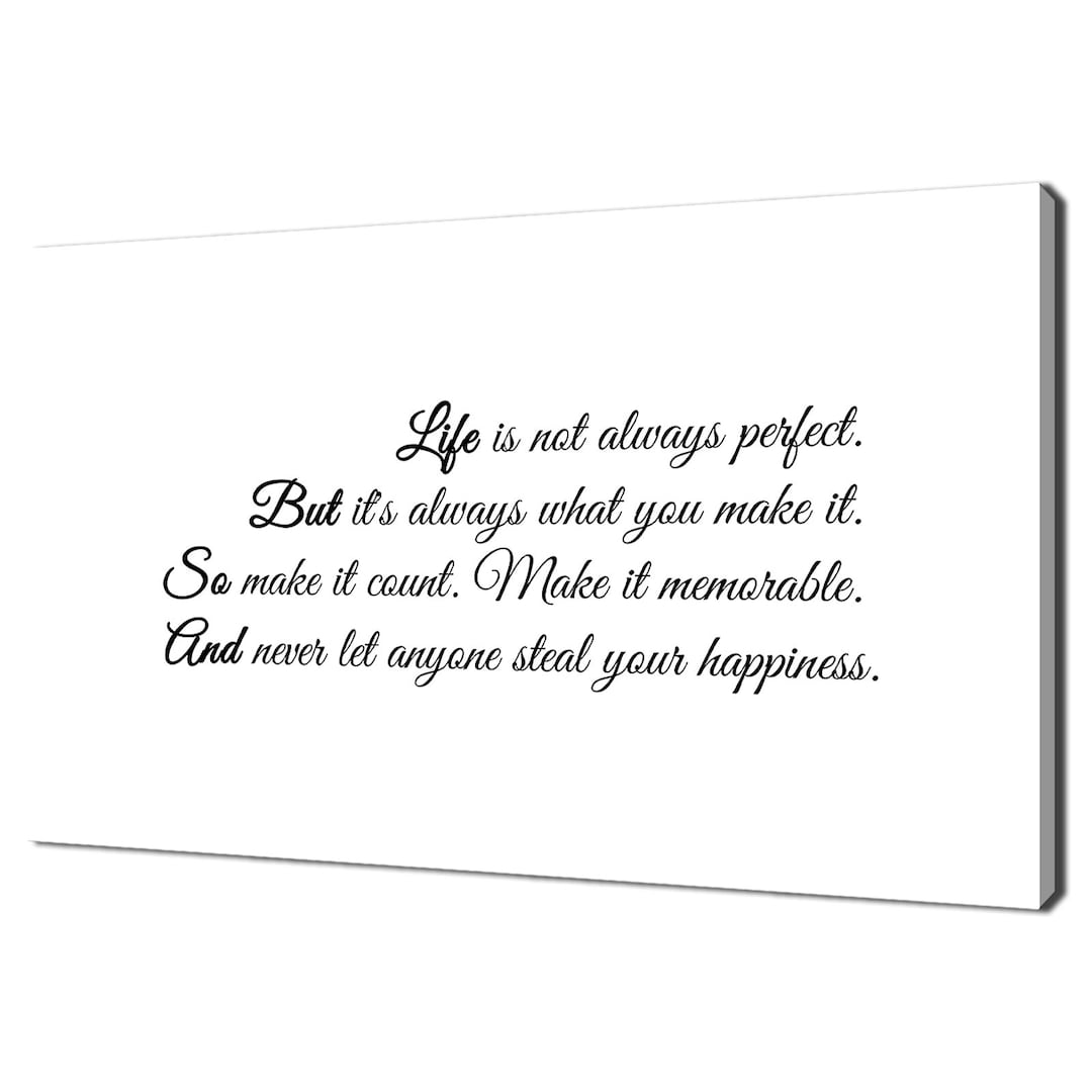Life is Not Always Perfect Typography Quote Black White Modern Design ...