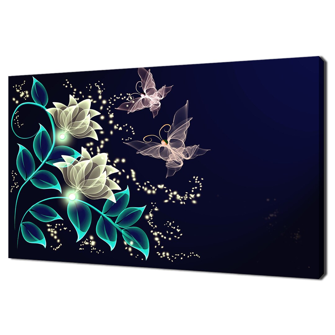 Magische Blumen Schmetterlinge Modernes Blumen Design Wohnkultur Leinwand Druck Wand Kunst Bild ...