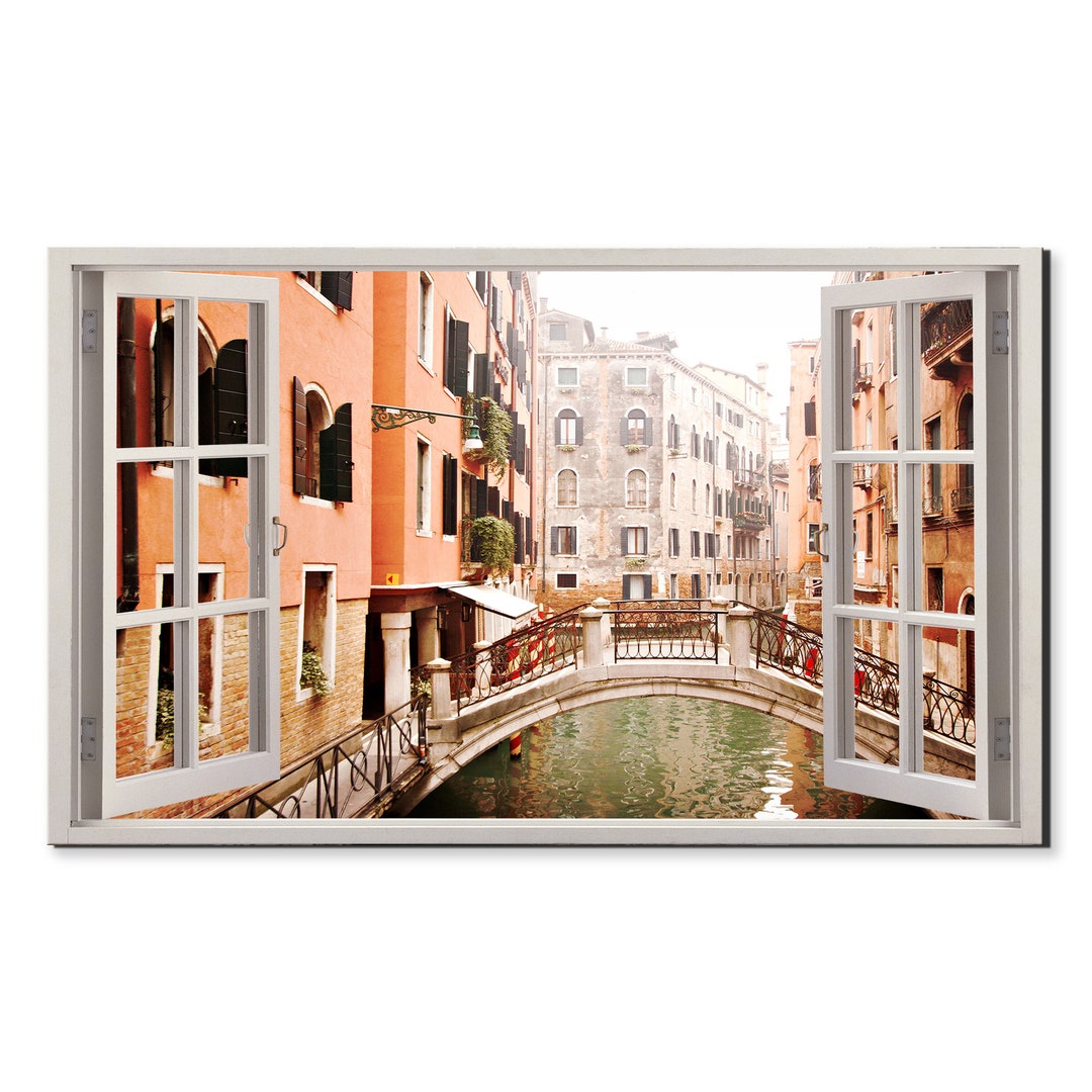 Venice Bridge Canval Italy Window View, Window Frame Style Modern ...