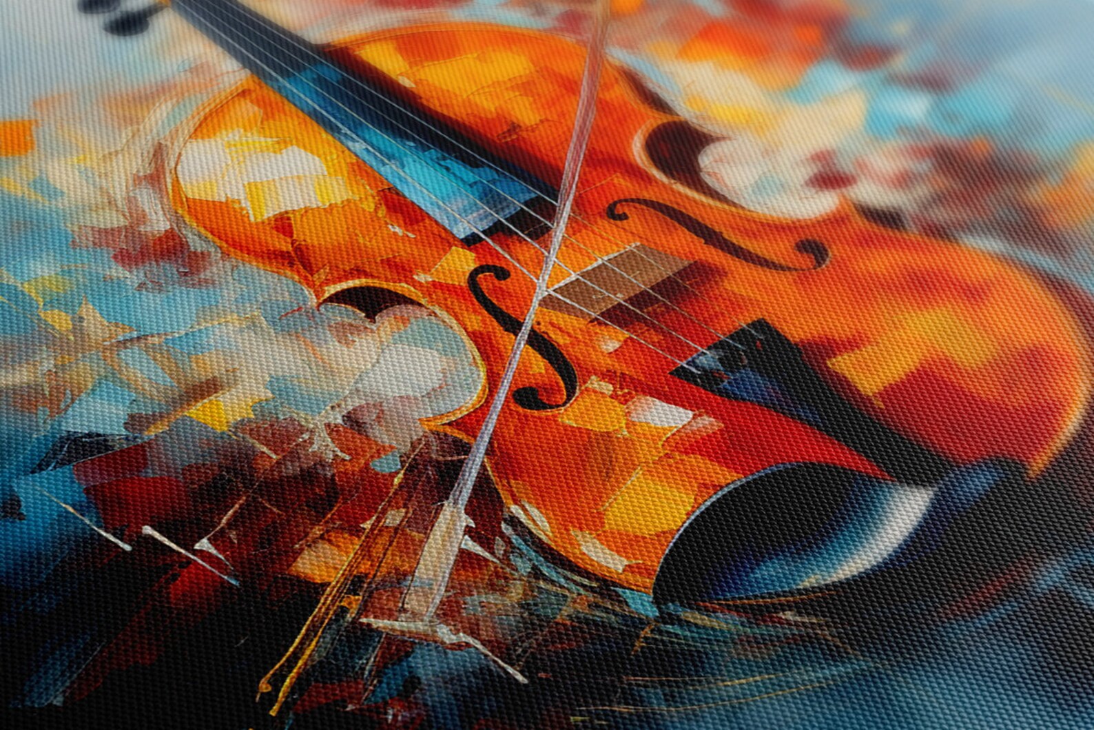 Violin Music Instrument Oil Painting Style Canvas Print Wall Art, Music ...