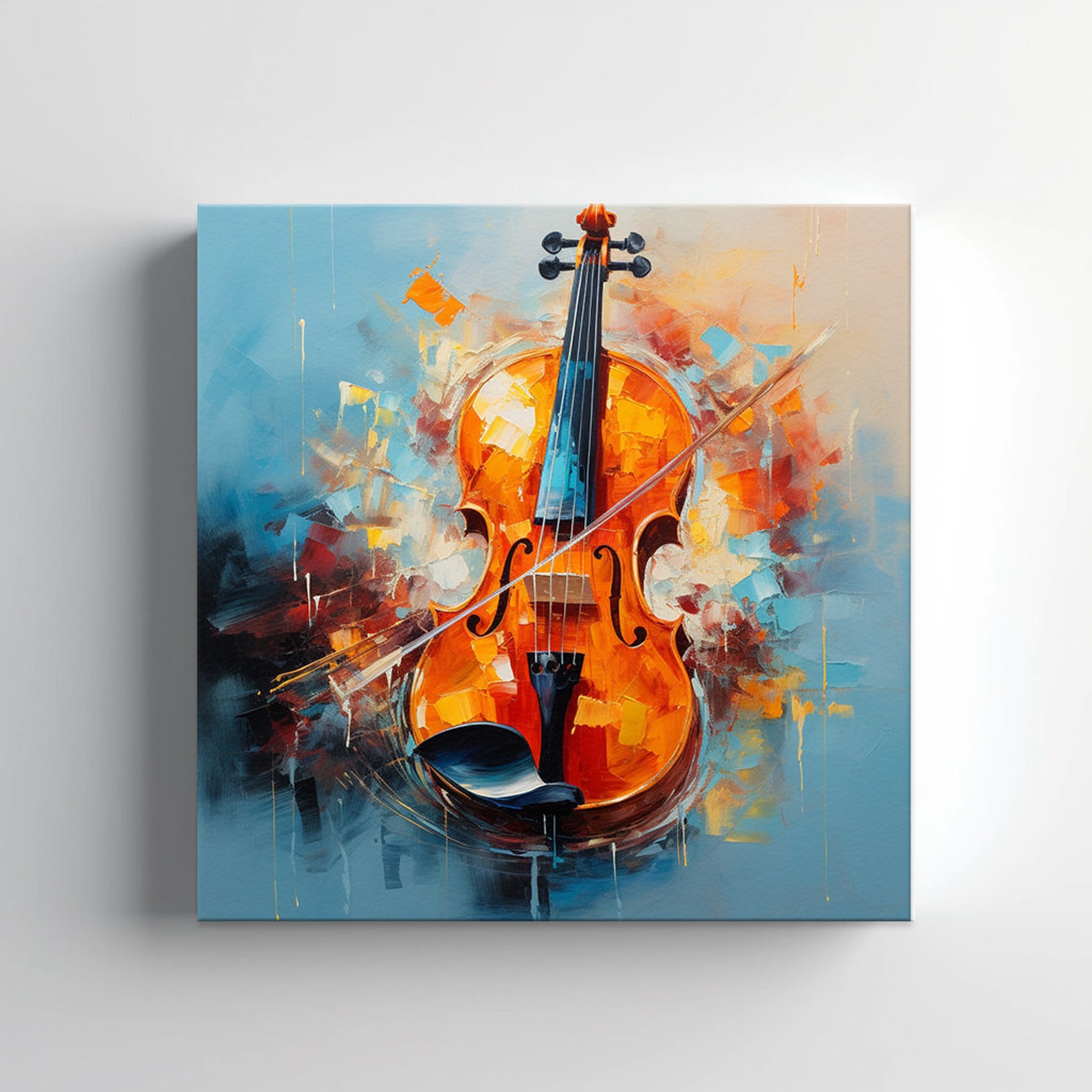 Violin Music Instrument Oil Painting Style Canvas Print Wall Art, Music ...
