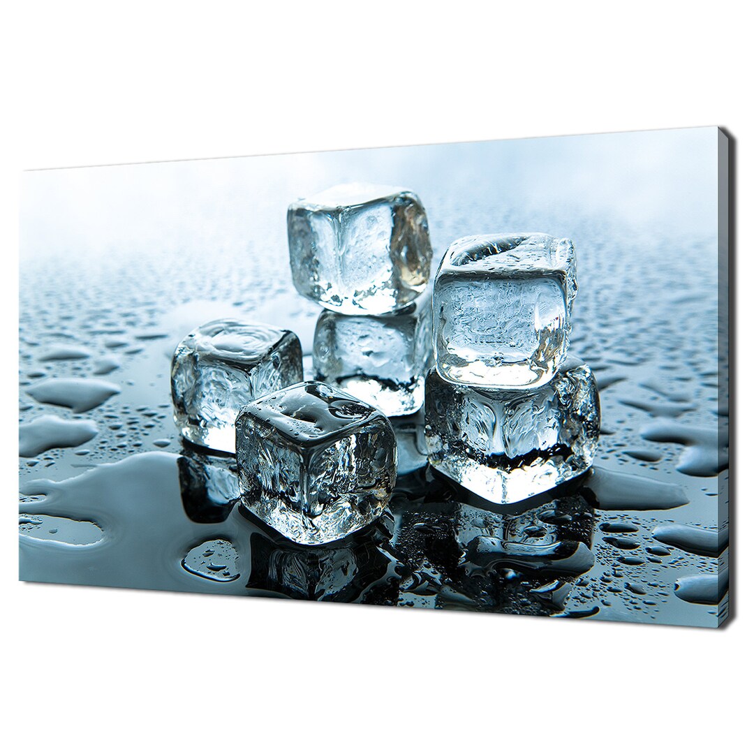 Melting Shiny Ice Cubes Kitchen Modern Design Home Decor Canvas Print ...