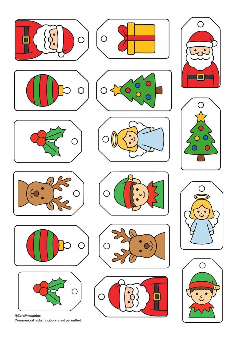 Printable Christmas Gift Tags | Colouring Pages + Pre-coloured Tags ...