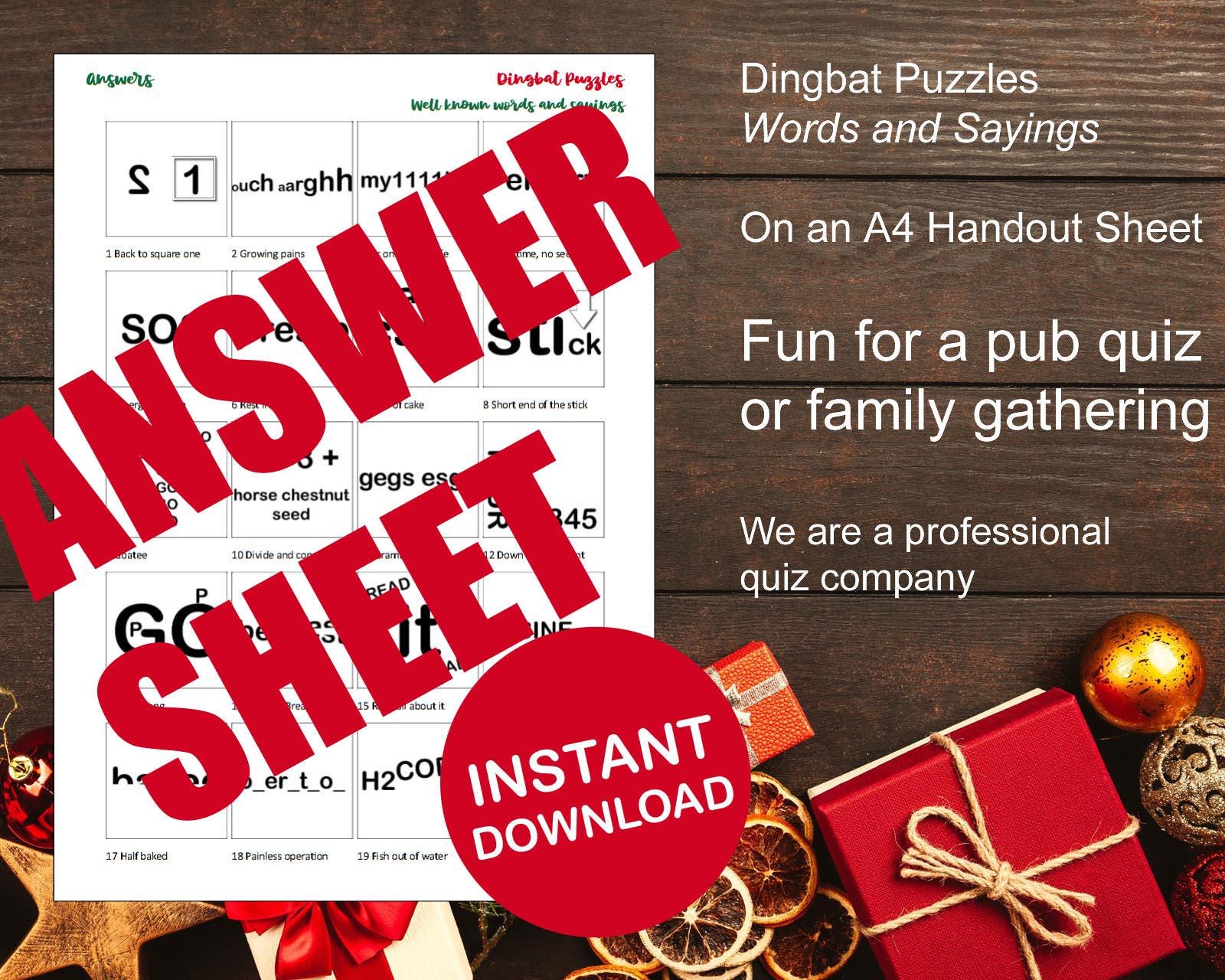 Printable Dingbat Puzzles Quiz – 20 Fun Brain-teasers With Answers – Perfect for Christmas ...