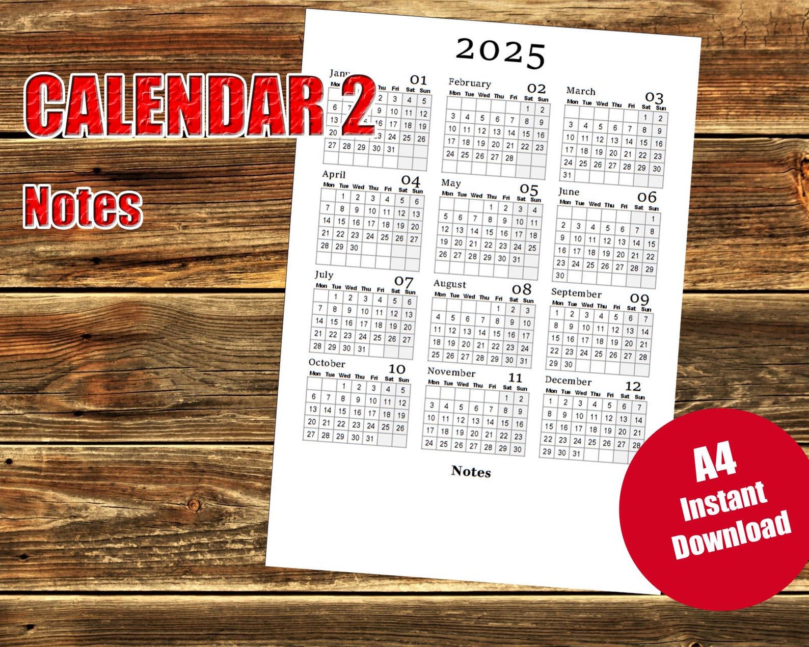 2 Printable Calendars - 2025 Printable A4 Calendar With UK Bank ...