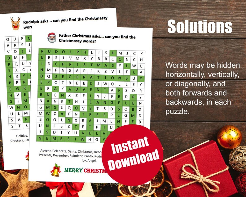 2 Fun Word Search Puzzles for Christmas - Printable Activities for Kids ...