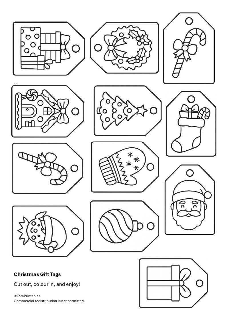 Printable Christmas Gift Tags | Colouring Pages + Pre-coloured Tags ...