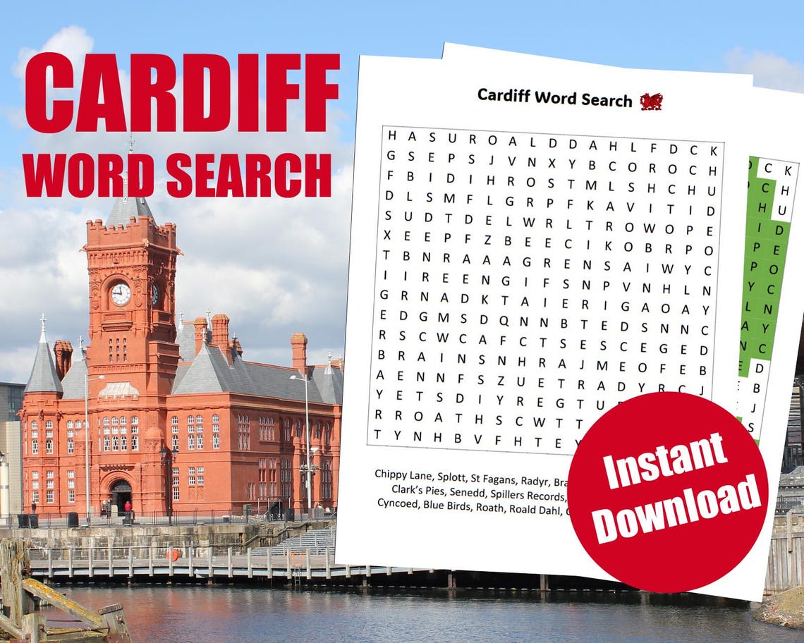 Cardiff Word Search Puzzle - Printable Fun Activity for Kids and Adults ...
