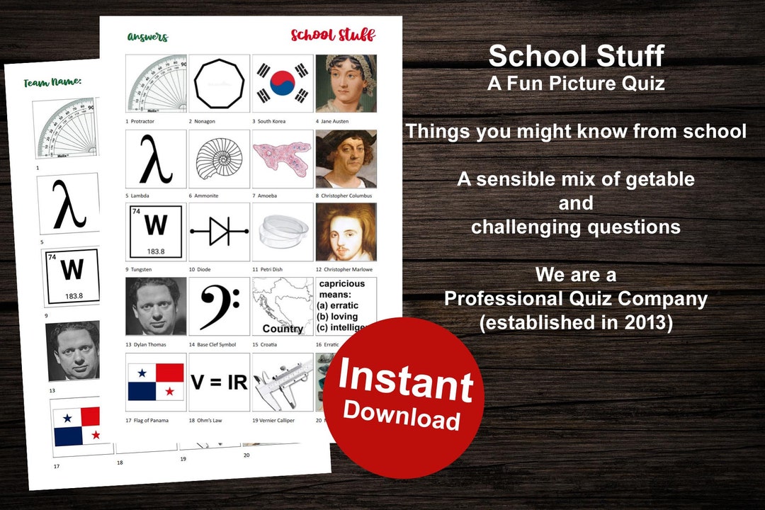 School Stuff - A Fun Picture Quiz Featuring Stuff You Might Have Learnt ...