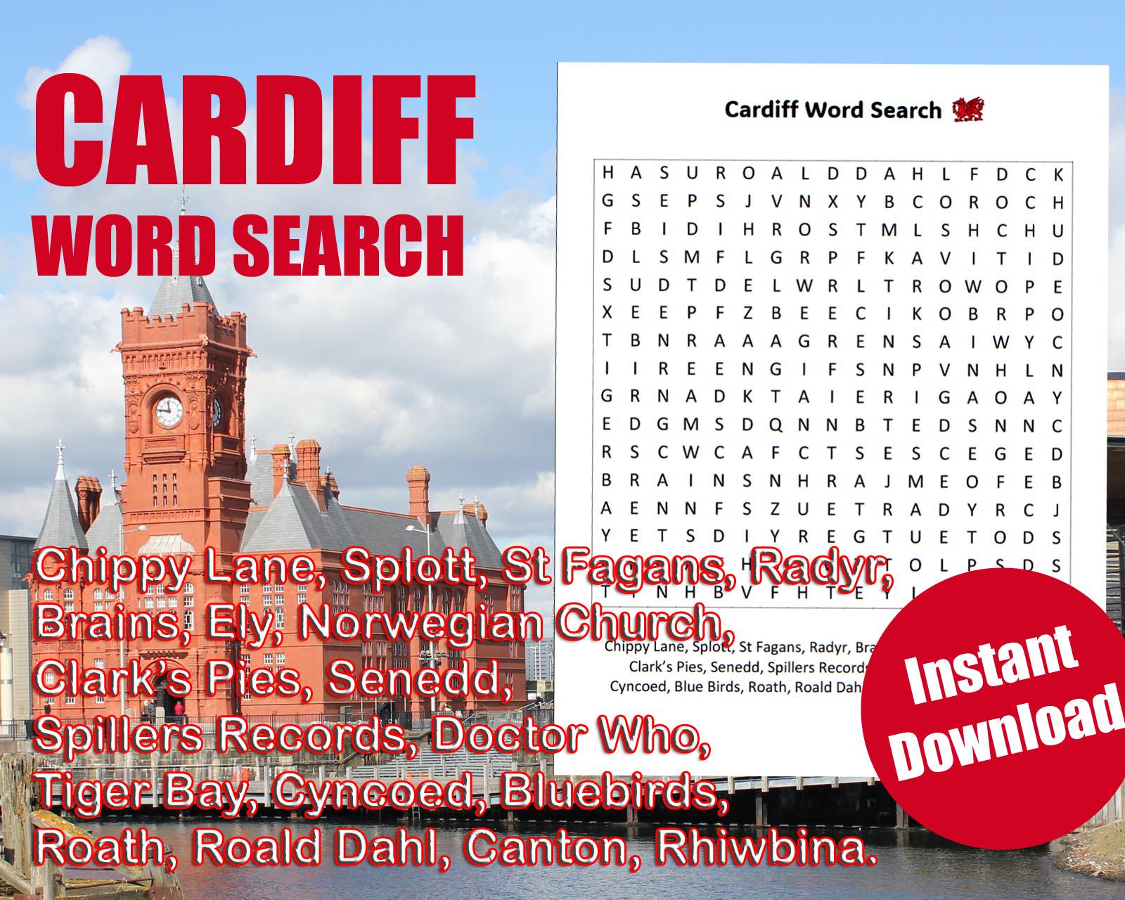 Cardiff Word Search Puzzle - Printable Fun Activity for Kids and Adults ...